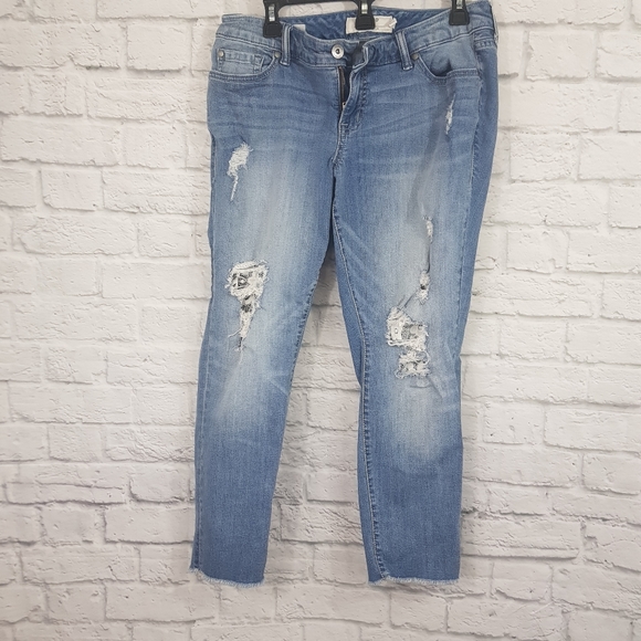 torrid | Jeans | Torrid Boyfriend Distressed Wlace Panels Denim Jean ...